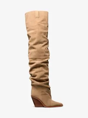 Michael Kors Noemie Over-the-knee Suede Boots - Natural