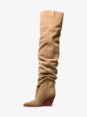 Michael Kors Noemie Over-the-knee Suede Boots - Natural