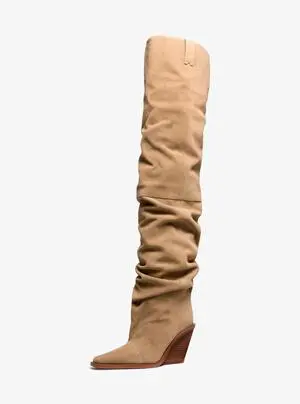 Michael Kors Noemie Over-the-knee Suede Boots - Natural