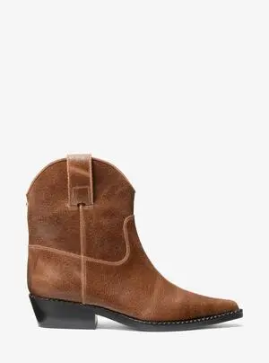 Michael Kors Noemie Distressed Leather Boots - Brown