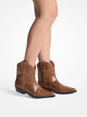 Michael Kors Noemie Distressed Leather Boots - Brown