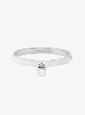 Michael Kors Lock Charm Leather Bangle - Silver