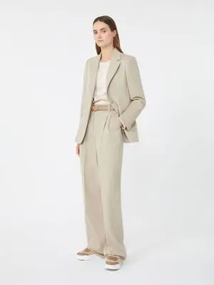 Max Mara Single-breasted Wool Broadcloth Blazer - Beige