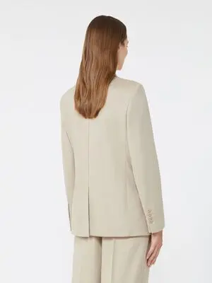 Max Mara Single-breasted Wool Broadcloth Blazer - Beige