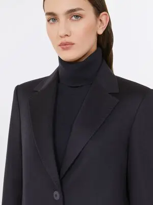 Max Mara Single-breasted Wool Broadcloth Blazer - Navy
