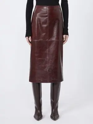 Max Mara Midi Nappa Leather Skirt - Bordeaux