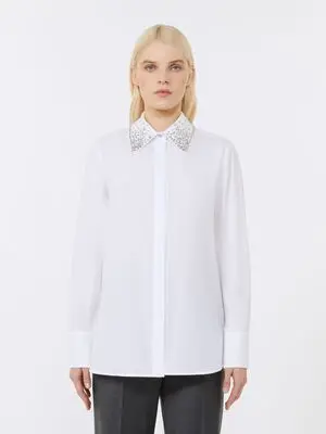 Max Mara Crystal-adorned Poplin Shirt - Optical White