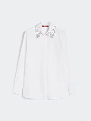 Max Mara Crystal-adorned Poplin Shirt - Optical White