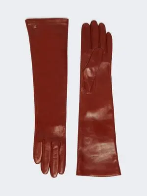 Max Mara Long Nappa Leather Gloves Brown Bronze