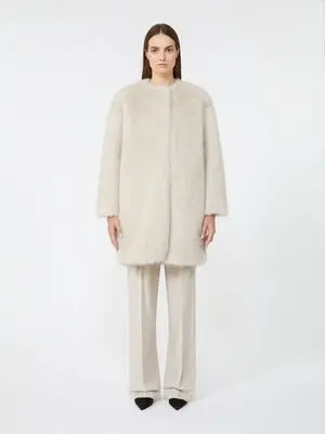 Max Mara Faux Fur Effect Fabric Coat
