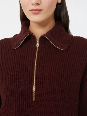 Max Mara Wool And Cashmere Jumper With Zip - Cherry