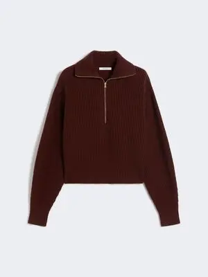 Max Mara Wool And Cashmere Jumper With Zip - Cherry