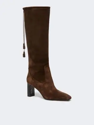Max Mara Soft Suede High Boots - Dark Brown