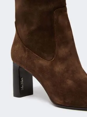 Max Mara Soft Suede High Boots - Dark Brown