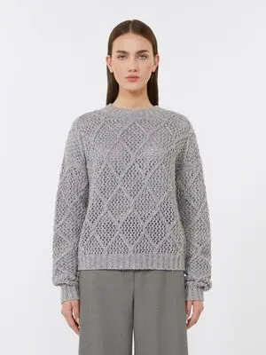 Max Mara Sweater In Wool And Cashmere With Sequins - Light Grey