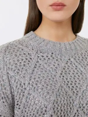 Max Mara Sweater In Wool And Cashmere With Sequins - Light Grey