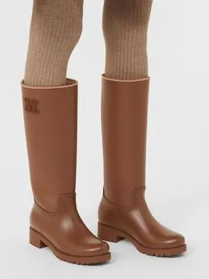 Max Mara Knee-high Rubber Boots - Amber Brown