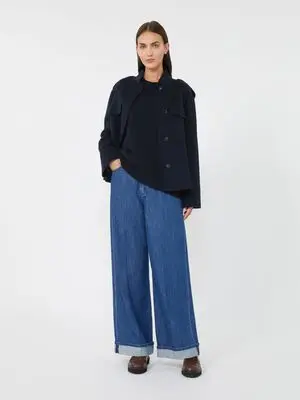 Max Mara Wool Drap Jacket - Navy