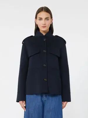 Max Mara Wool Drap Jacket - Navy