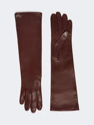 Max Mara Long Nappa Leather Gloves Bordeaux