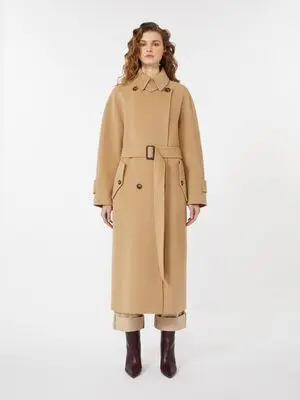Max Mara Double-draped Wool Trench Coat