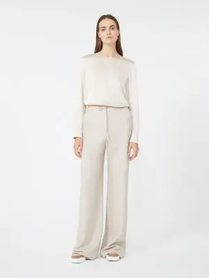 Max Mara Wool Twill Drawstring Trousers - Beige