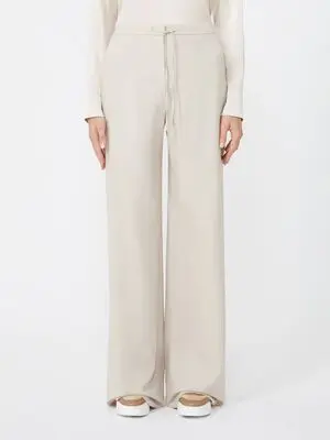 Max Mara Wool Twill Drawstring Trousers - Beige