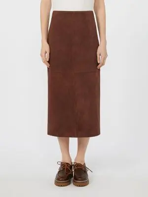Max Mara Midi Suede Skirt - Wine-coloured