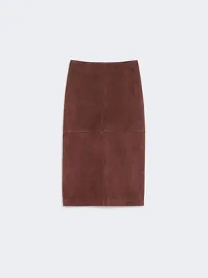 Max Mara Midi Suede Skirt - Wine-coloured