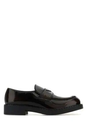 Prada Leather Chocolate Loafers - Brown