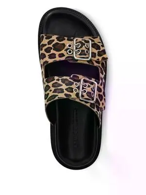 SUMMERY COPENHAGEN Leopard-print Buckled Flat Sandals