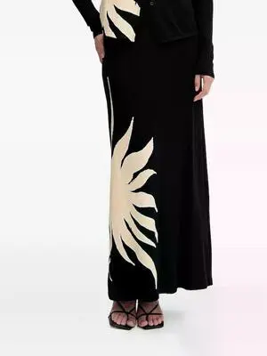 NEVER FULLY DRESSED Ribbed Knit Leaf-print Skirt