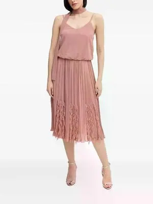 SANDRO FERRONE Pleated Fringe Midi Dress