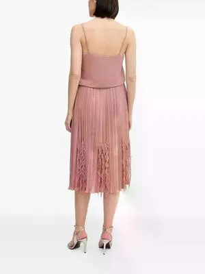 SANDRO FERRONE Pleated Fringe Midi Dress