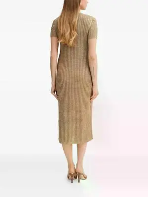 TWINSET Metallic Knit Buttoned Midi Dress