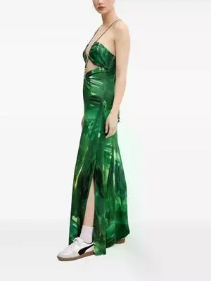 Desigual Leaf-print Tie-back Maxi Dress
