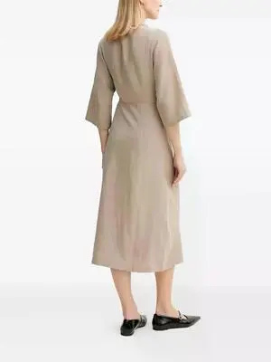 SAMSOE SAMSOE Wrap-effect Midi Dress - Neutrals