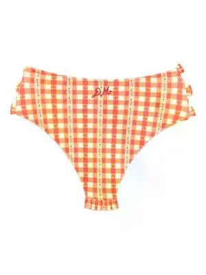 DAMSON MADDER Shirred Bow-embellished Bikini Bottom