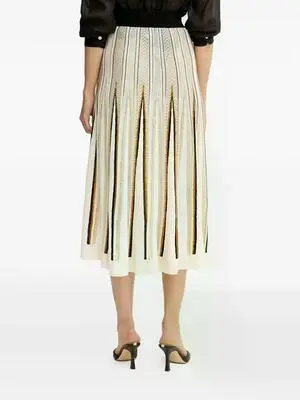FORTE_FORTE Pleated Striped Midi Skirt