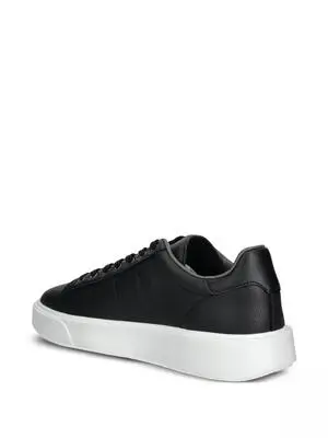 BLAUER. Leather Sneakers With Logo Patch - Black