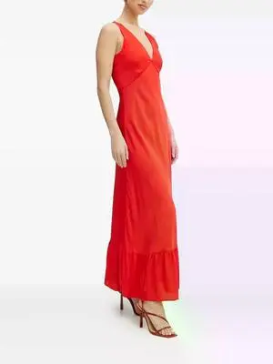 TWINSET Plunge-neck Frill-hem Maxi Dress