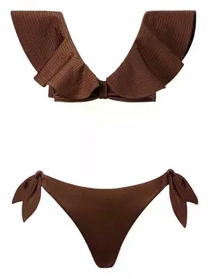 SOFIA ERHAN Ruffled-trim Bikini - Brown
