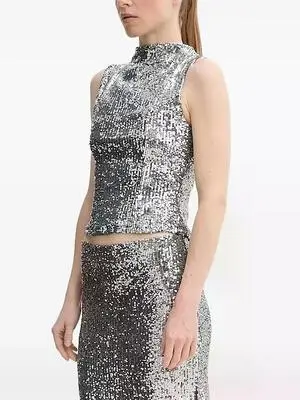 ALOHAS Sequin Embellished Mock-neck Top