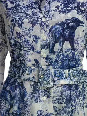 Samantha Sung Aster Belted Safari Print Dress