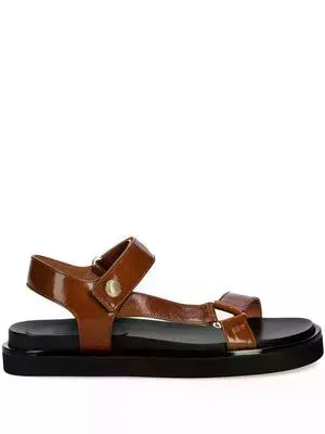 BILLI BI Leather Flat Sole Sandals - Brown