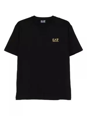 EA7 Logo-print Cotton T-shirt - Black