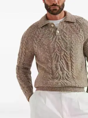 Brunello Cucinelli Cable-knit Polo Sweater