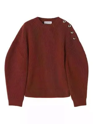 LANVIN Ribbed Knit Sweater With Buttoned Shoulder