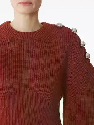 LANVIN Ribbed Knit Sweater With Buttoned Shoulder