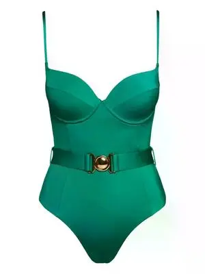 SOFIA ERHAN Belted Underwired One-piece Swimsuit - Green